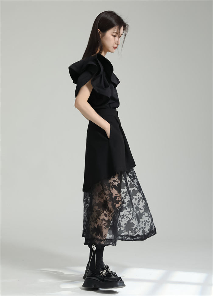 スカート ロングスカート レディース 春夏 イレギュラー レース a