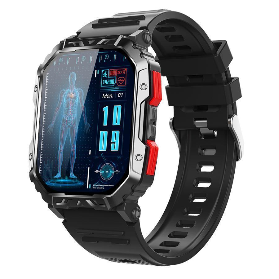 スマートウォッチ 日本製センサー 軍用規格 通話機能 着信通知 歩数計 血圧測定 心拍数 酸素飽和度 体温監測 睡眠管理 音楽再生 カメラ制御 ...