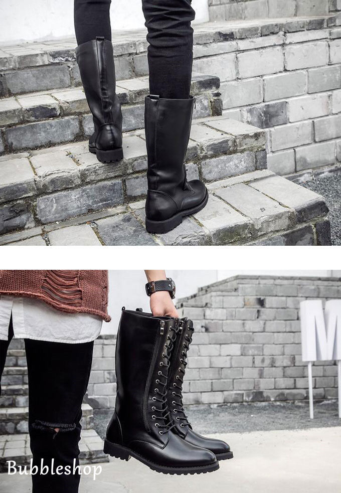 ブーツ メンズ ロングブーツ レザー エンジニアブーツ 男性 サイドに