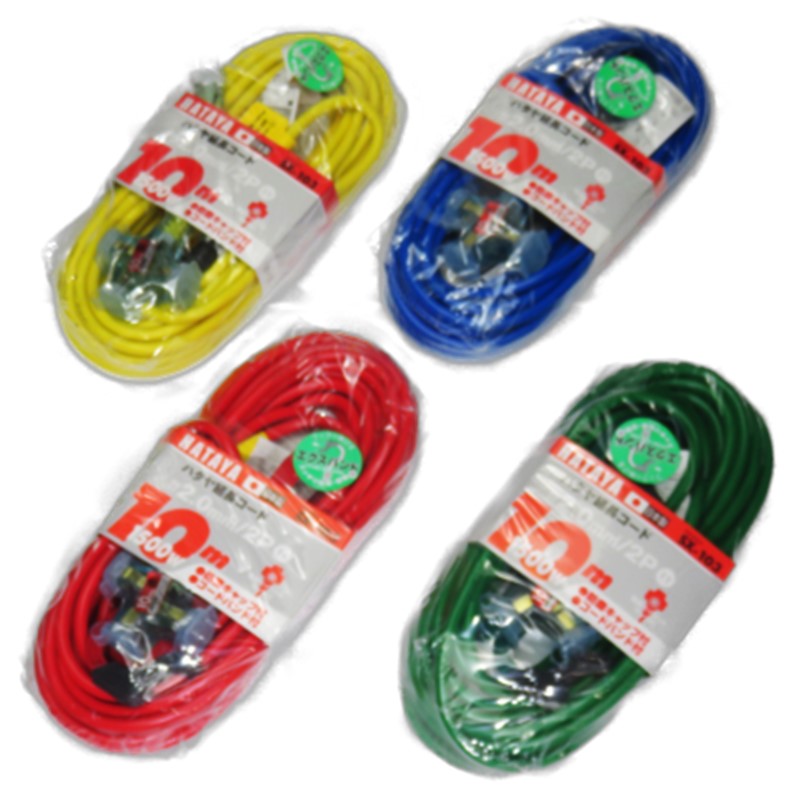 HATAYA 延長コード 10m SX-103 ソフトVCT2.0mm×2C 防塵キャップ付きコンセント2P×3【畑谷製作所】 : 道具屋 ...