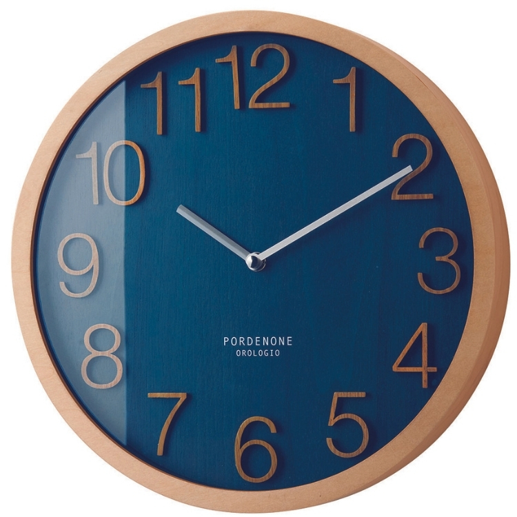 INTERFORM 壁掛け時計 時計 おしゃれ かわいい 電波時計 電波 壁時計 北欧 シンプル ナチュラル リビング 書斎 インテリア お祝い ネイビー 木目 掛け時計 プロック Plock ...