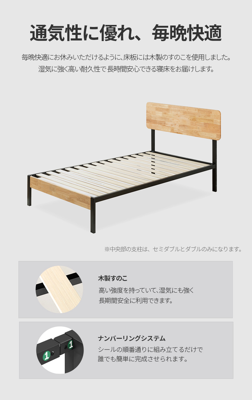 ZINUS ベッドフレーム ダブル 金属 木製 すのこ スノコ ヘッド ZINUS ベッドフレーム ダブル 金属 木製 すのこ スノコ ヘッド