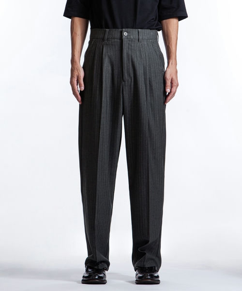 スラックス メンズ パンツ ワイドパンツ ストライプ キレイ目 ファッション (2402-250w) : 2402-250w : zip - 通販 - Yahoo!ショッピング