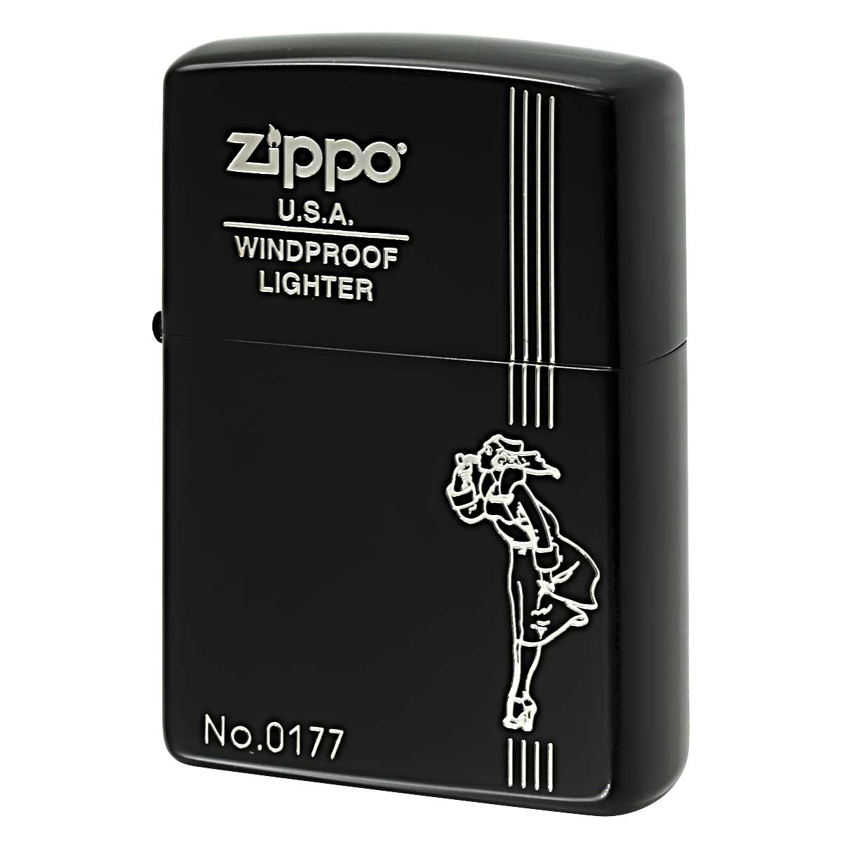 ZIPPO Zippo ジッポライター ウインディ ガール クラッシック Windy Girl ブラックマット シリアル番号 MBKS_WI ...