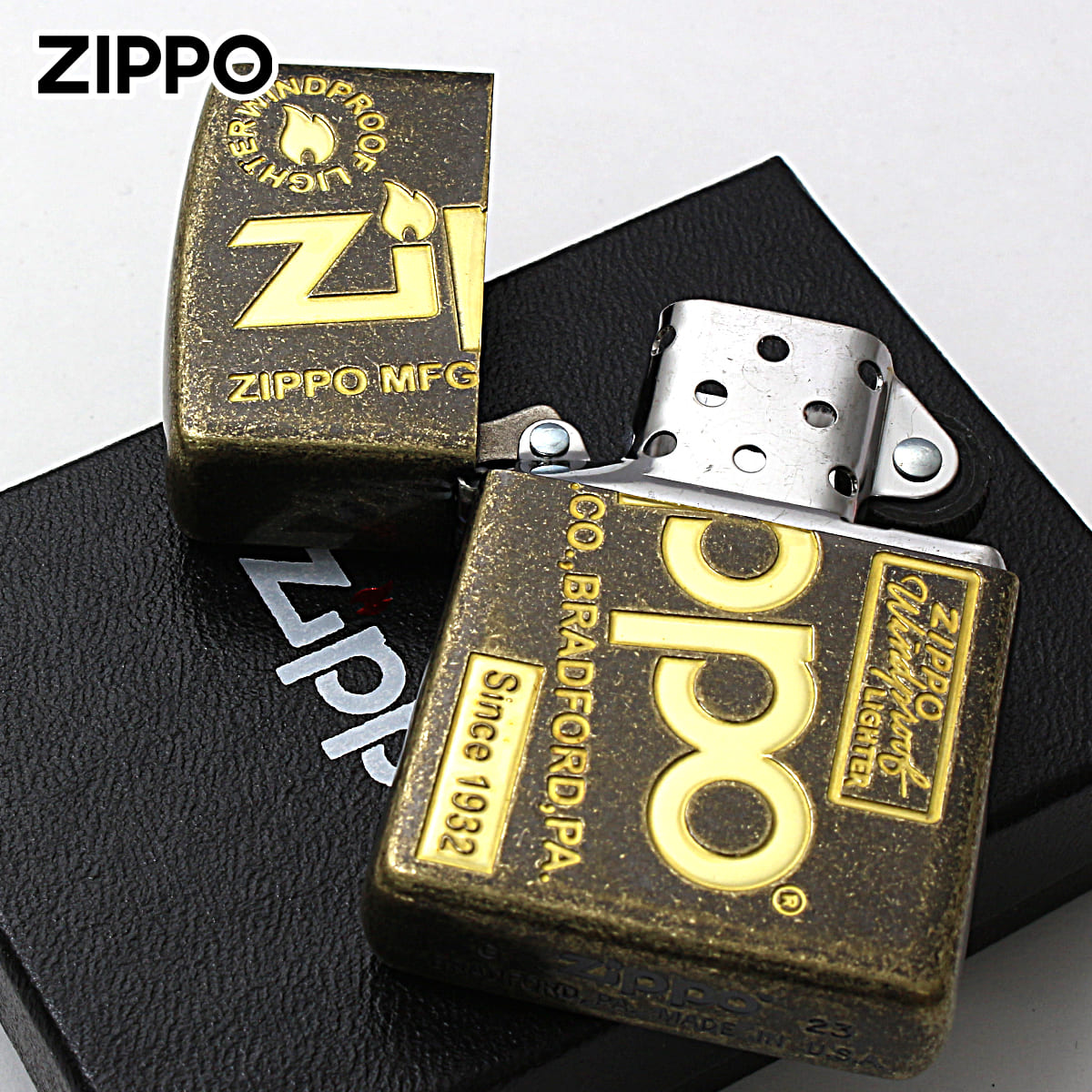 ZIPPO Zippo ジッポライター アンティーク オールド ロゴ バレル加工 真鍮 ブラス Antique old Logo 2BB ...