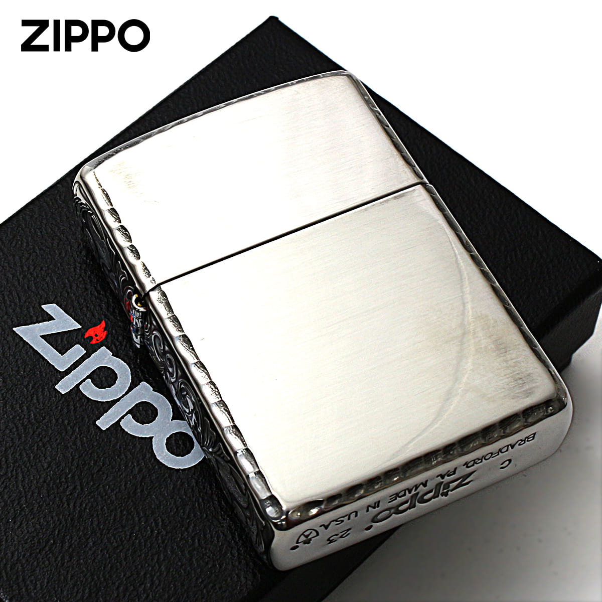 ZIPPO（ジッポー） ジッポライター アーマー サイド アラベスク 唐草 コーナーリューター加工 銀メッキ ARMOR SIDE ...