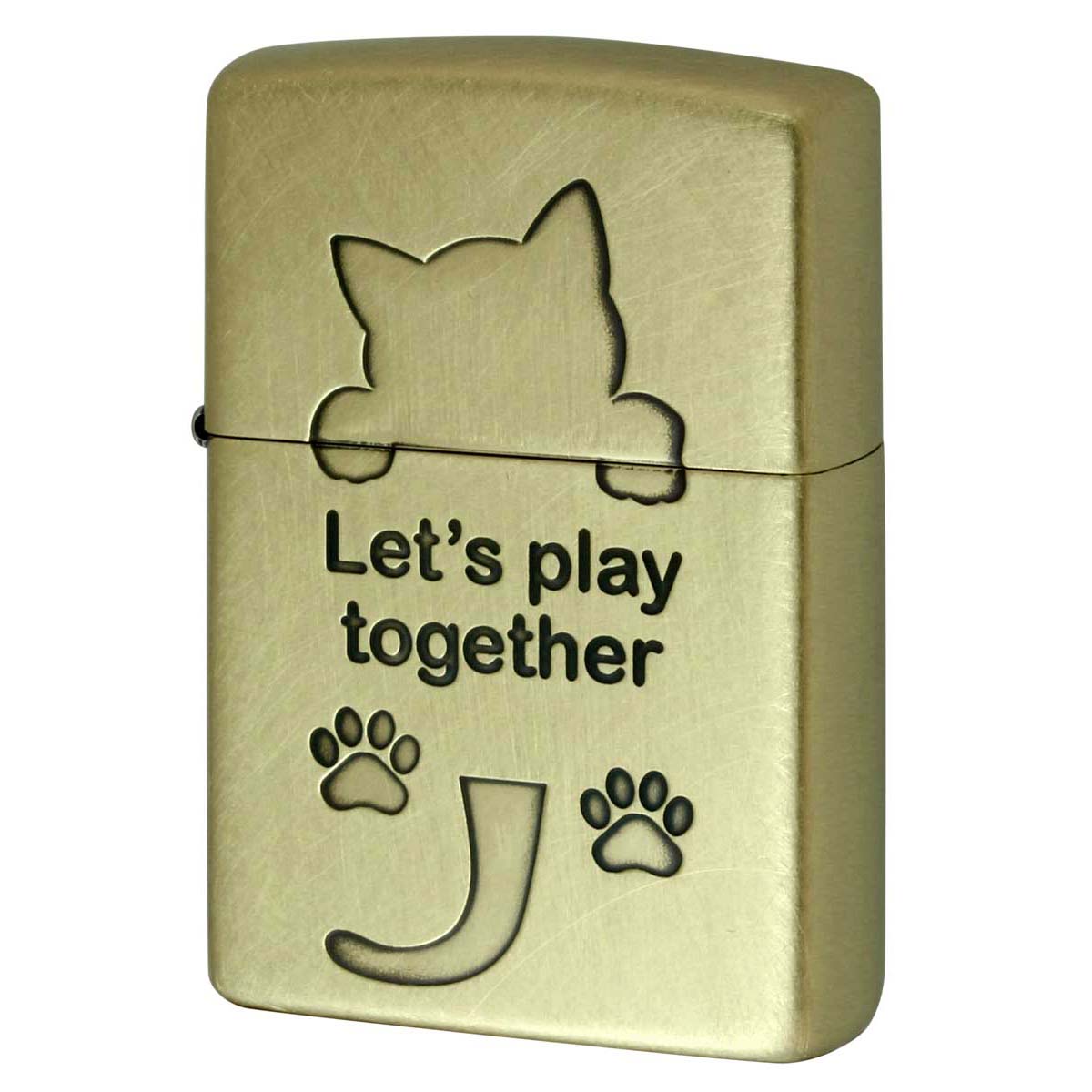 ZIPPO Zippo ジッポライター ネコ 猫 Cat 一緒に遊ぼう ユーズド仕上げ 真鍮 CAT Series Let's play ...