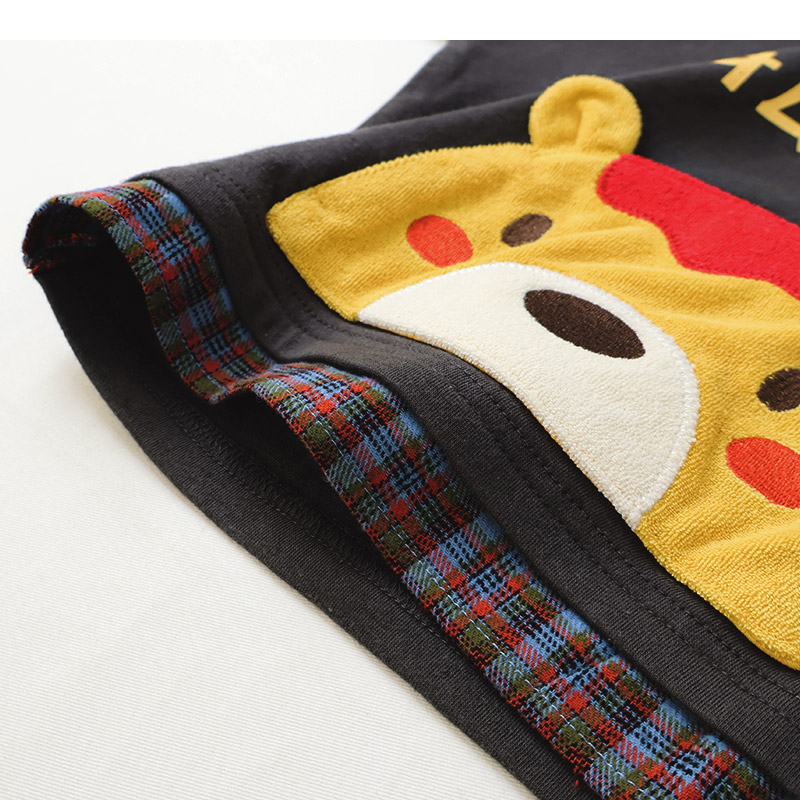 ZOOMIC キッズ ロンT 長袖 Tシャツ カンガルーポケット 重ね着風 チェック レイヤード 動物 アニマル くま パンダ 男の子 女の子 (80-130cm) ベビー カットソー 天竺 ...