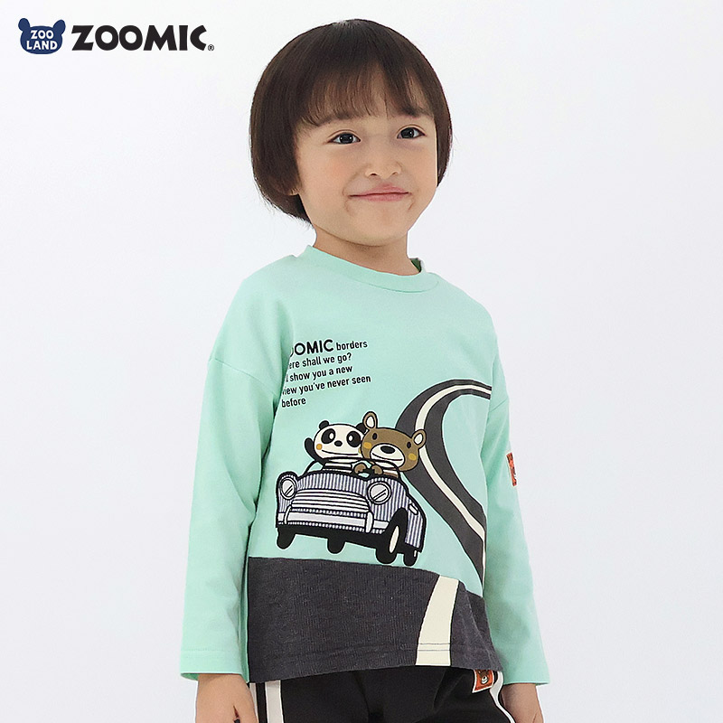 キッズ ロンT 長袖 Tシャツ アニマル 動物 くま パンダ 男の子 女の子 ZOOMIC 80 90 95 100 110 120 130 ベビー トップス プリント キャラクター 車 ...