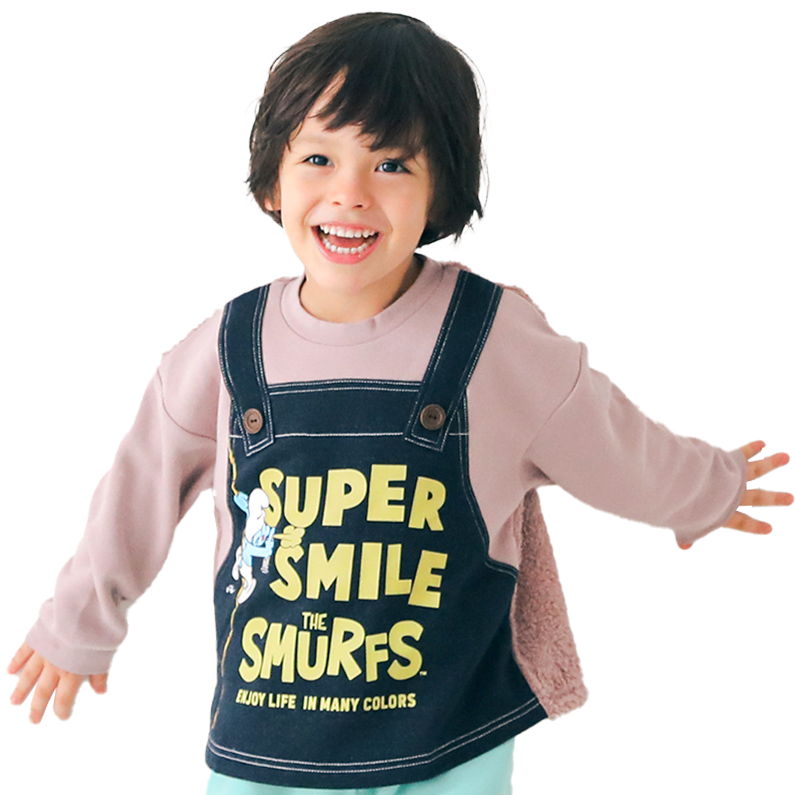 トレーナー スマーフ SMURFS 裏起毛 重ね着風 トップス ボーイズ 男の子 アニメ キャラ 80cm 90cm 95cm 100cm 110cm 120cm 130cm キッズ ジュニア ...