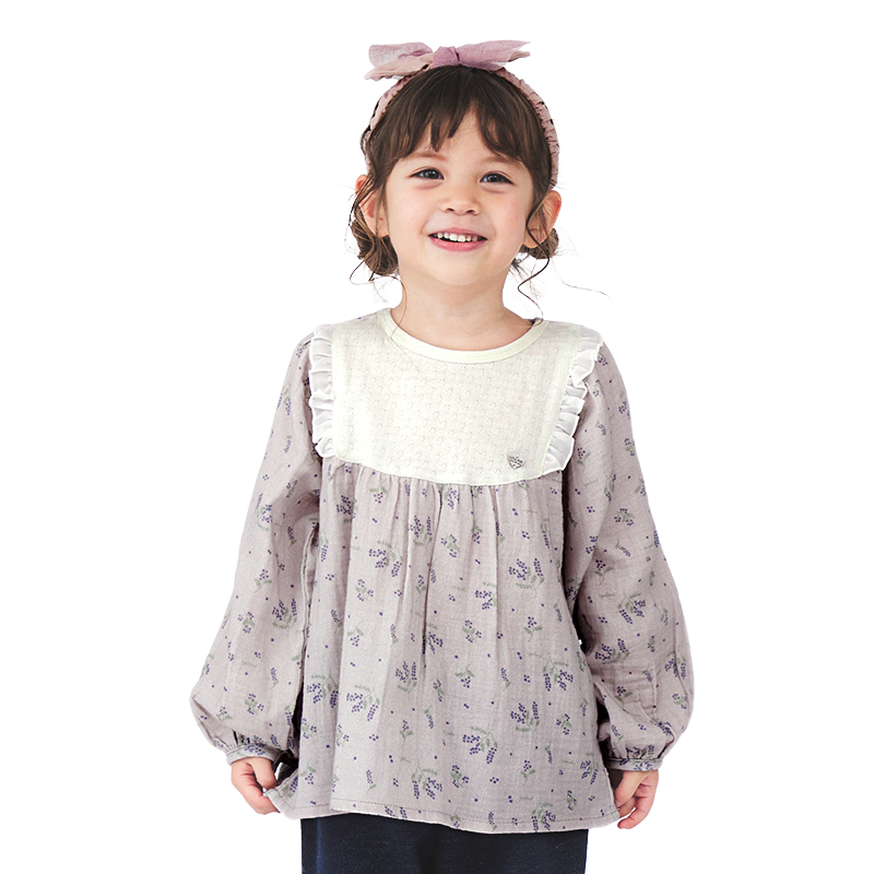 ガールズ ロンT ブラウス チュニック 長袖 Tシャツ トップス 女の子 キッズ ベビー 80cm 90cm 95cm 100cm 110cm 120cm 130cm UZULAND フリル ...
